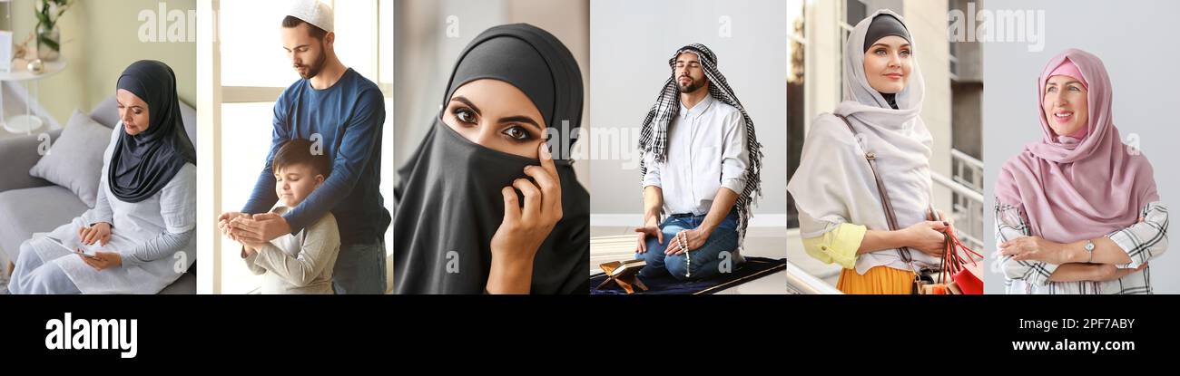 Collage of different Muslim people Stock Photo - Alamy