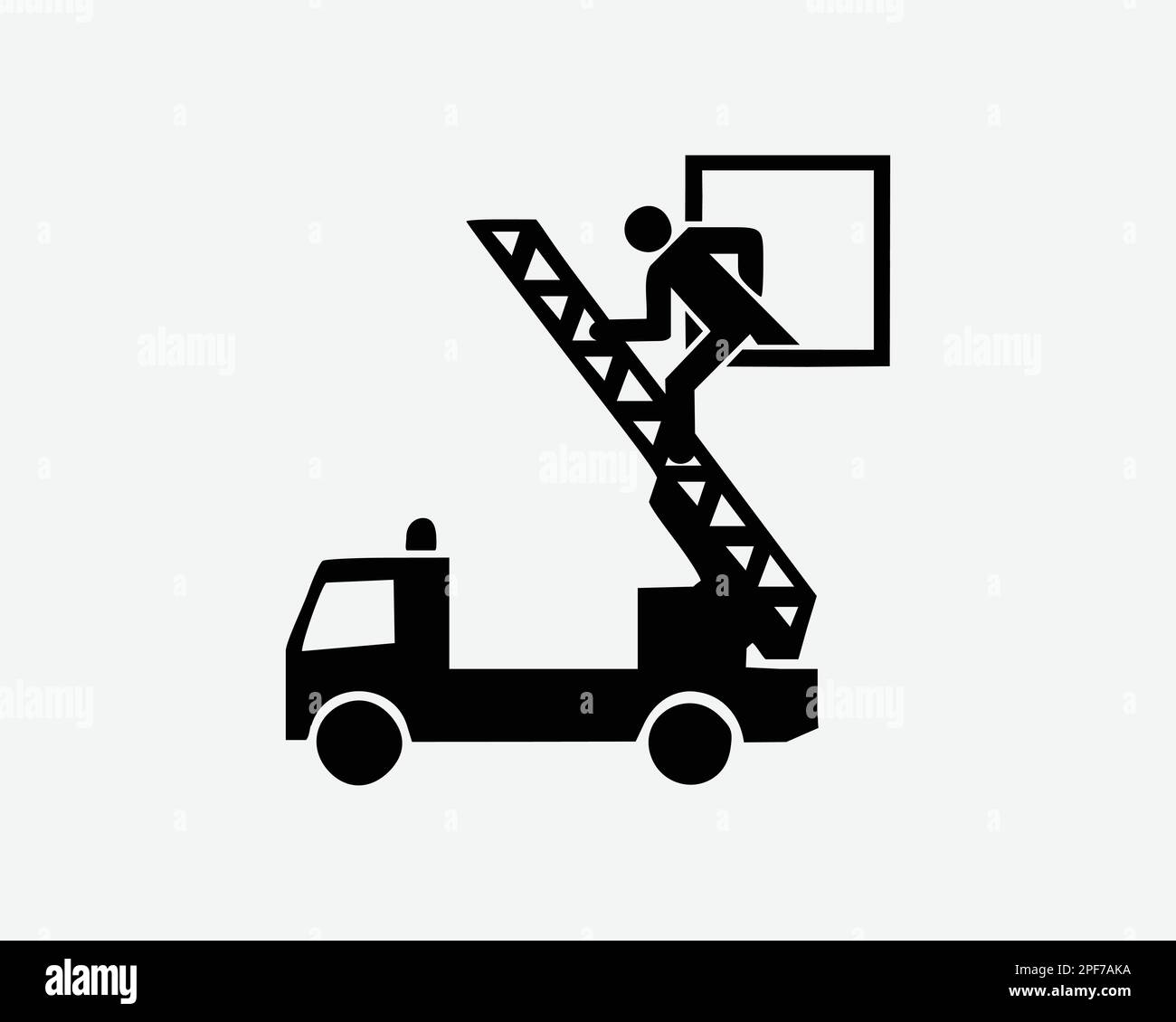 Emergency Fire Truck Rescue Ladder Window Building Black White ...