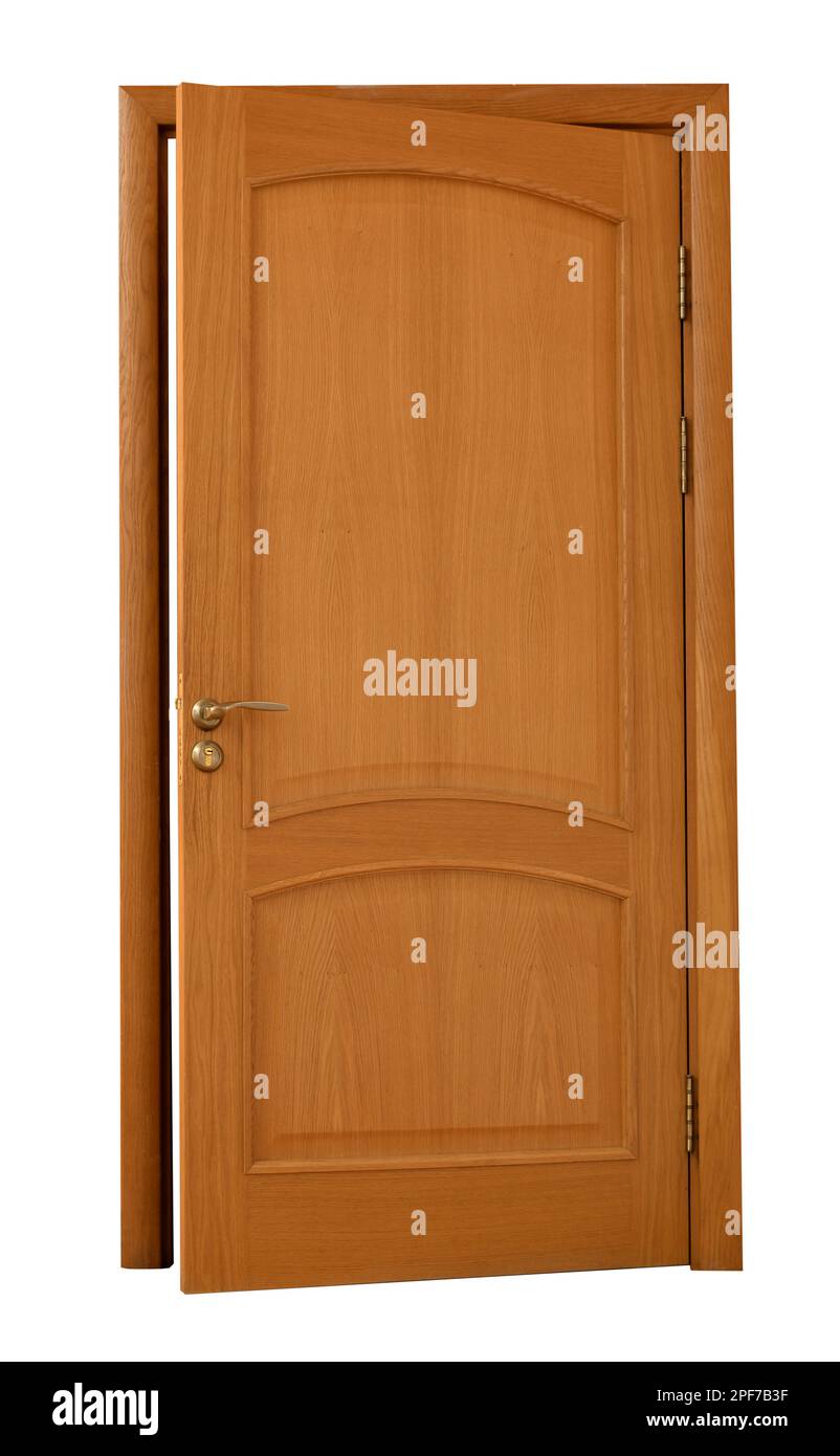 Wooden door on white background Stock Photo - Alamy