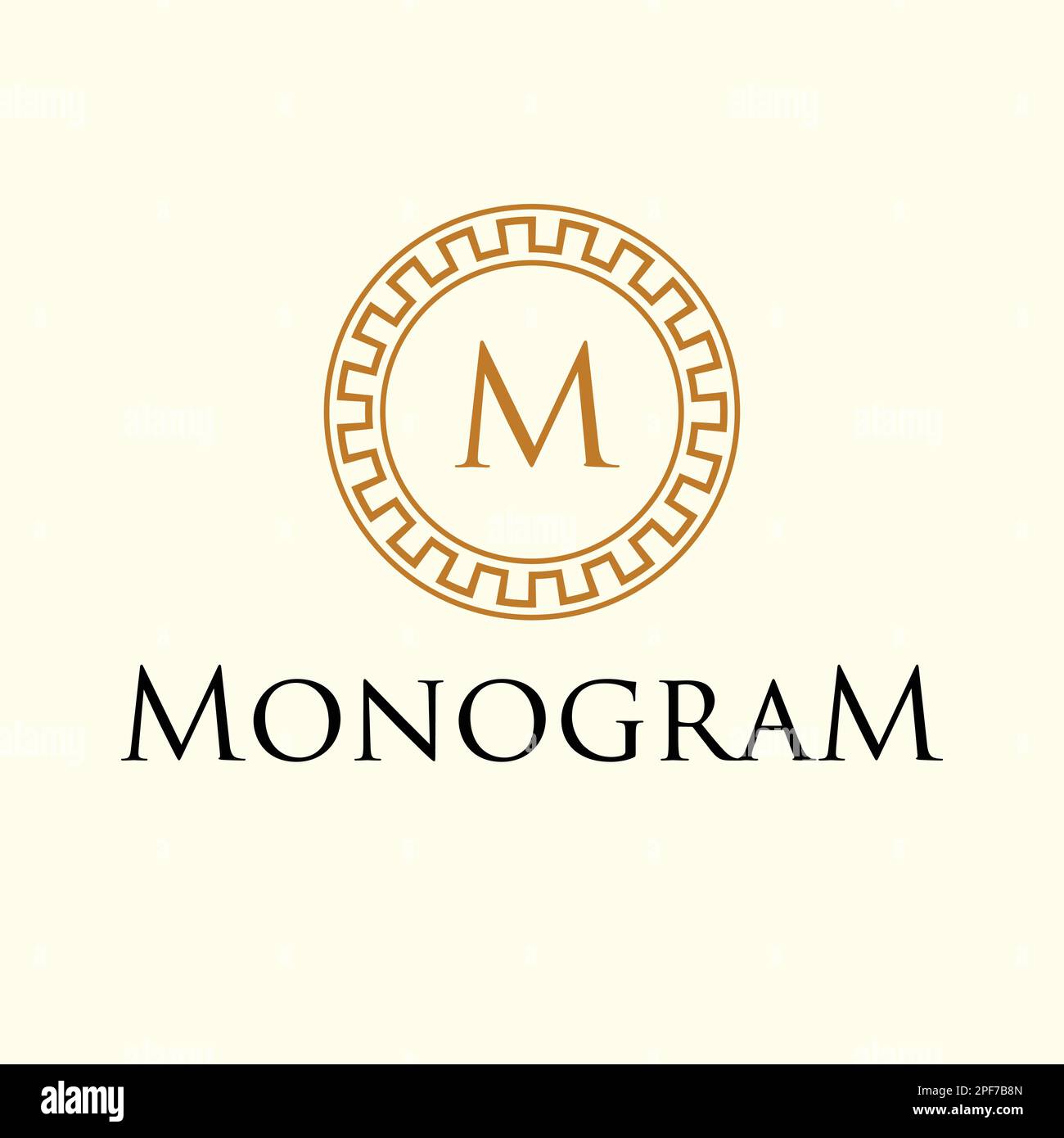 Greek monogram logo design. Ancient circle frame emblem. Luxury ...