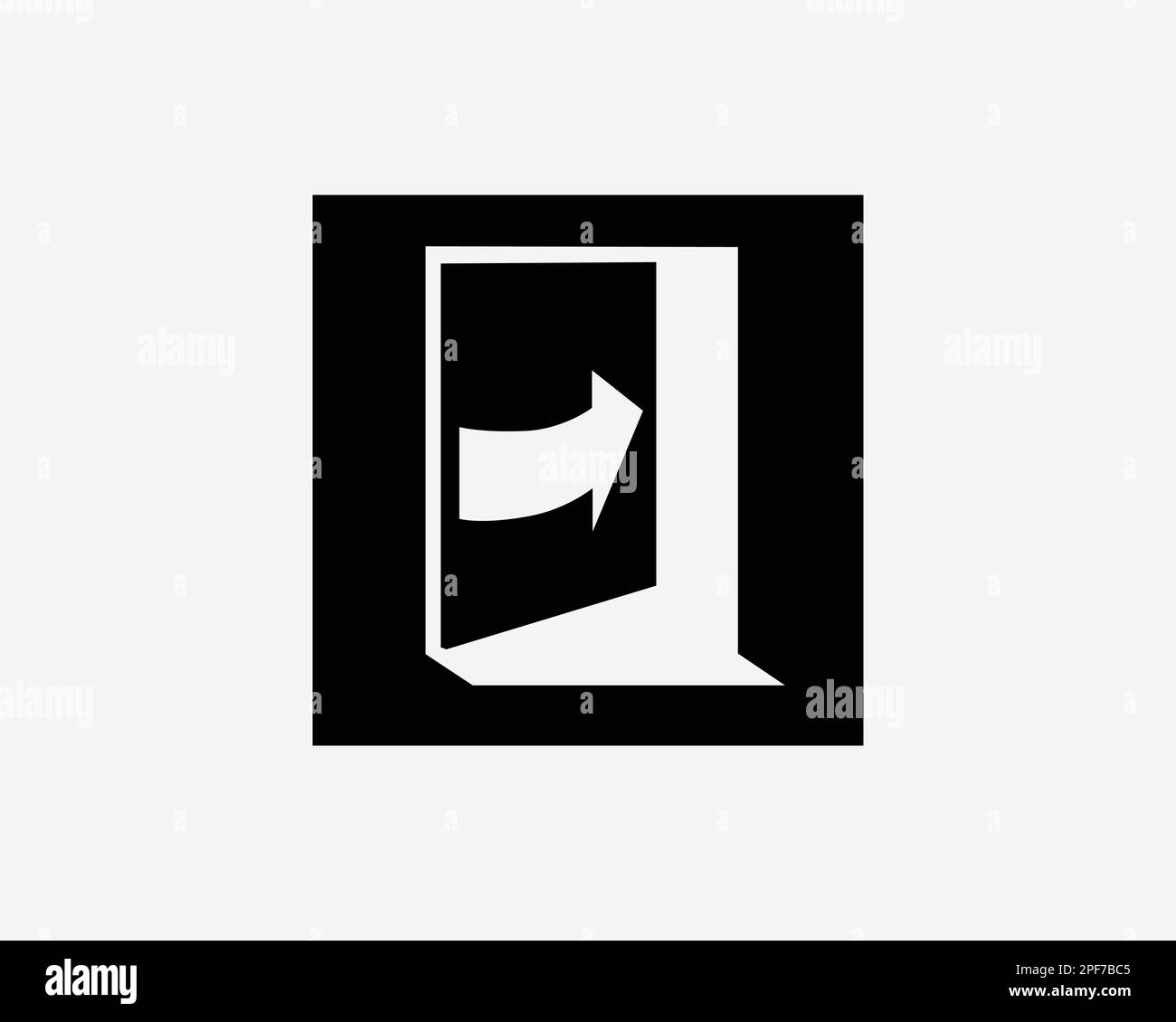 Push Door Open Right Side Opening Exit Escape Signage Black White ...