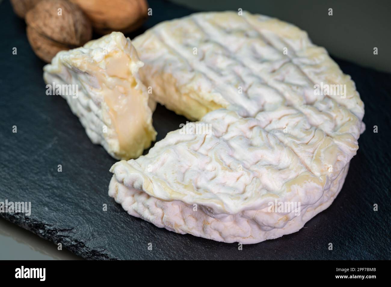 French cheeses collection, Saint-Félicien cow's milk cheese with white ...