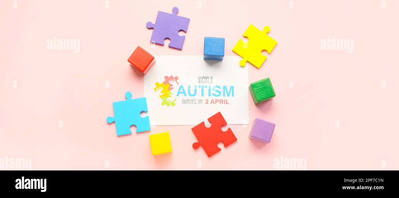 Paper sheet with text WORLD AUTISM AWARENESS DAY, 2 APRIL, puzzle ...