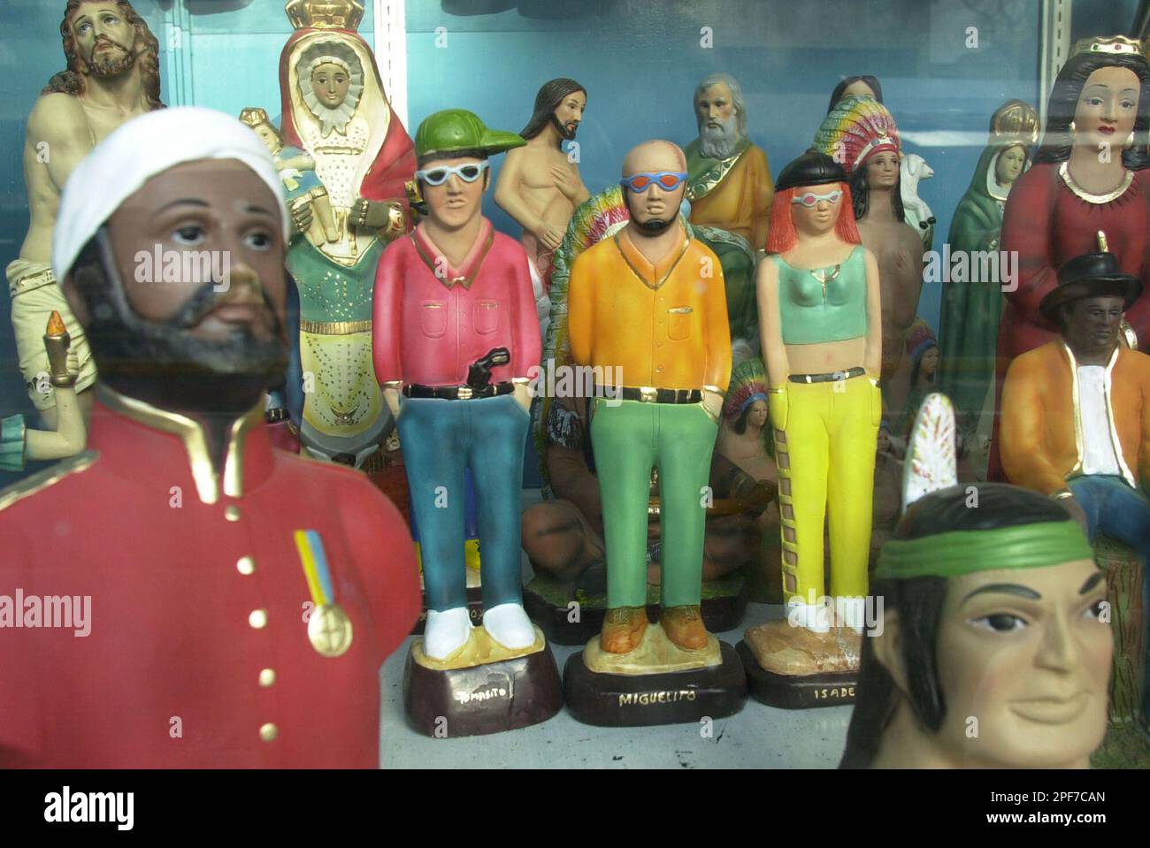 Statues of legendary Caracas criminals, "Tomasito," center left ...