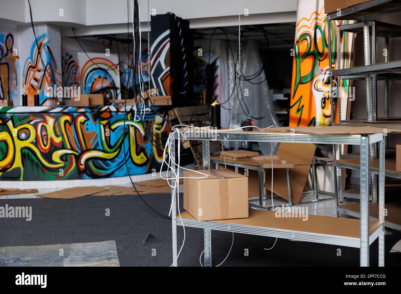 Demolished warehouse looking creepy and grungy in urban ghetto ...