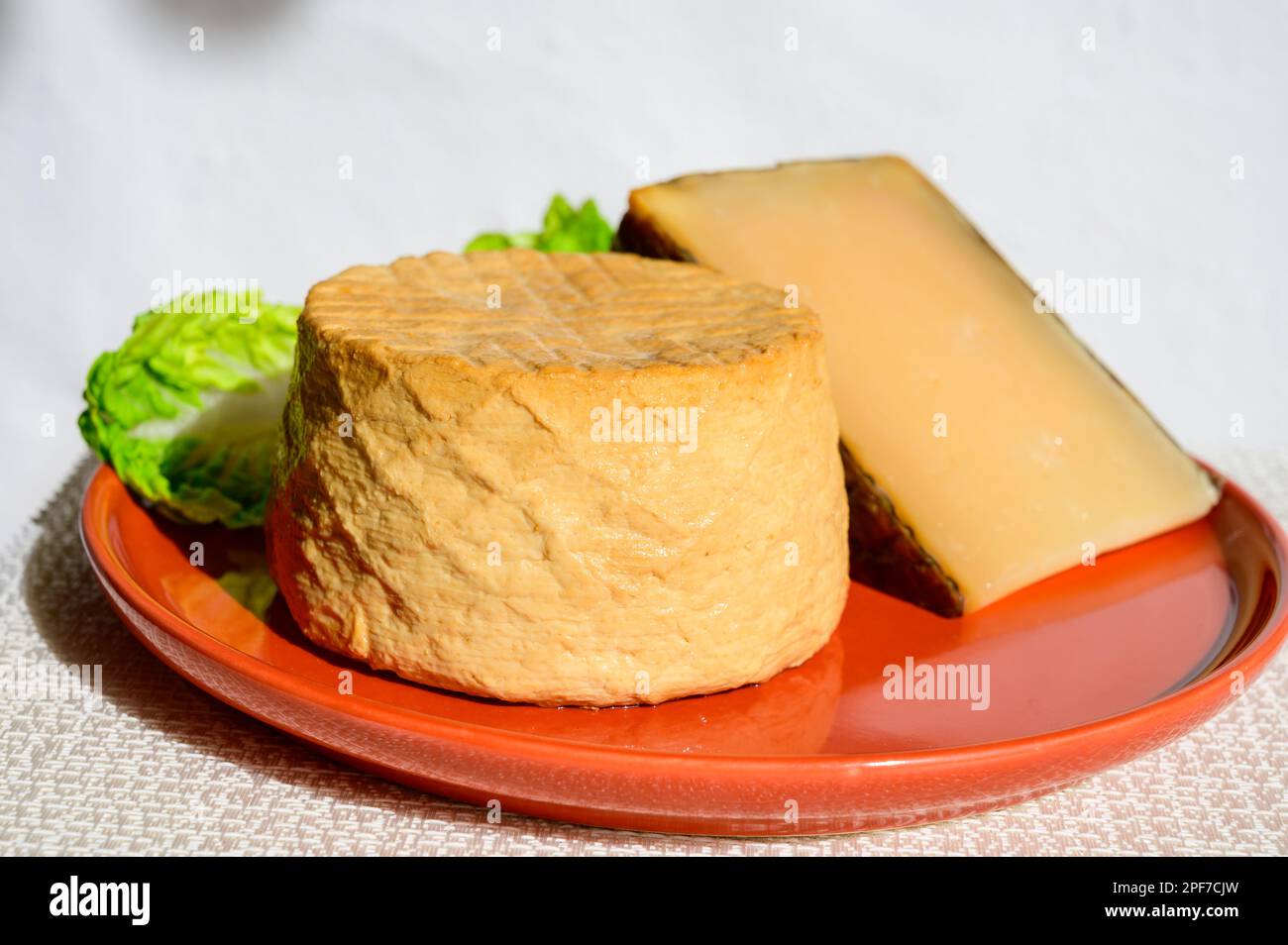 Spanish cheeses collection, pieces of smoked and old matured goat ...