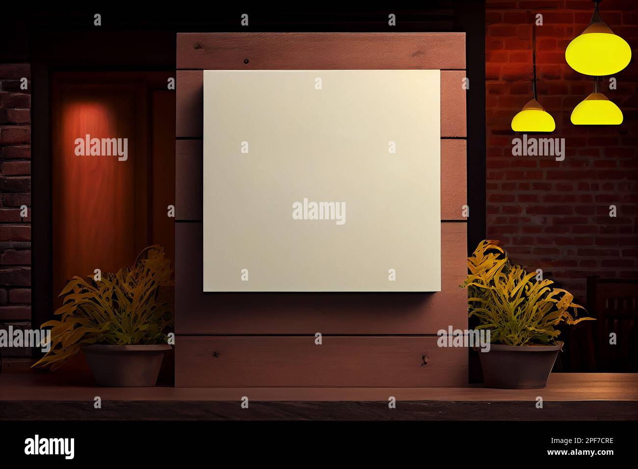 Mockup label, blank menu frame in Bar restaurant. Stand for booklets ...