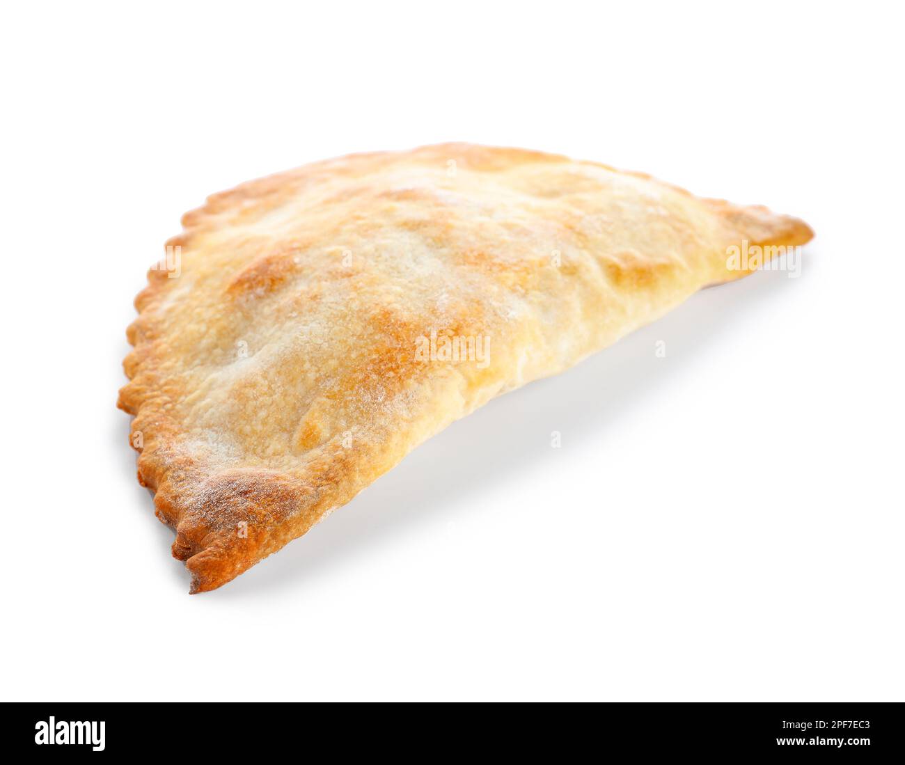 Baked meat empanada on white background Stock Photo - Alamy