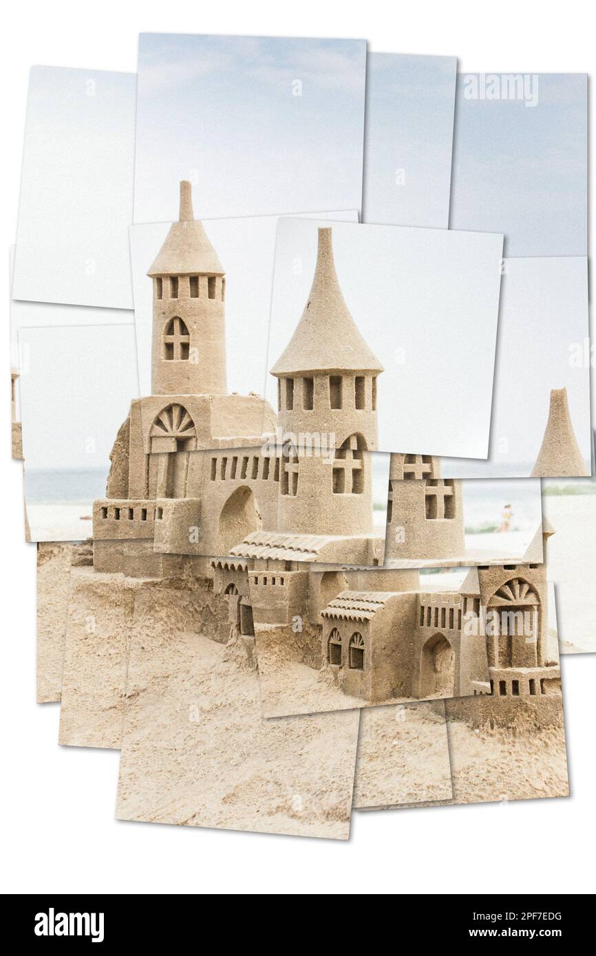 Vintage beach sandcastle building hi-res stock photography and images - Alamy