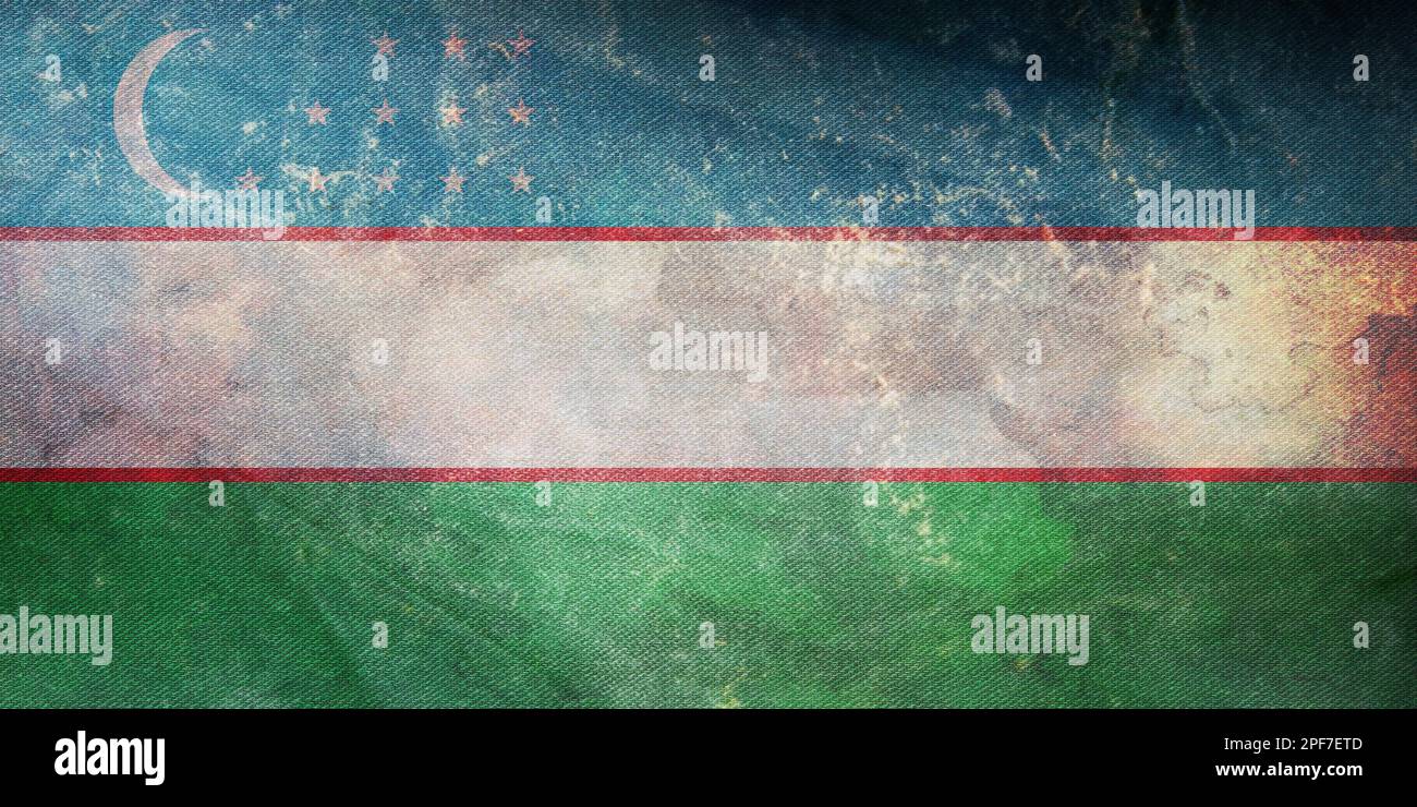 retro flag of Karluk peoples Uzbeks with grunge texture. flag ...