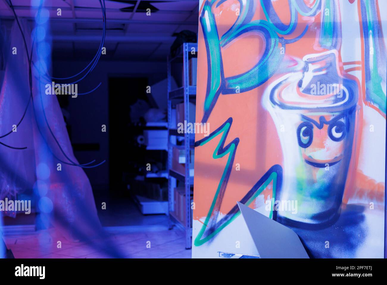 Fluorescent graffiti wall hi-res stock photography and images - Alamy