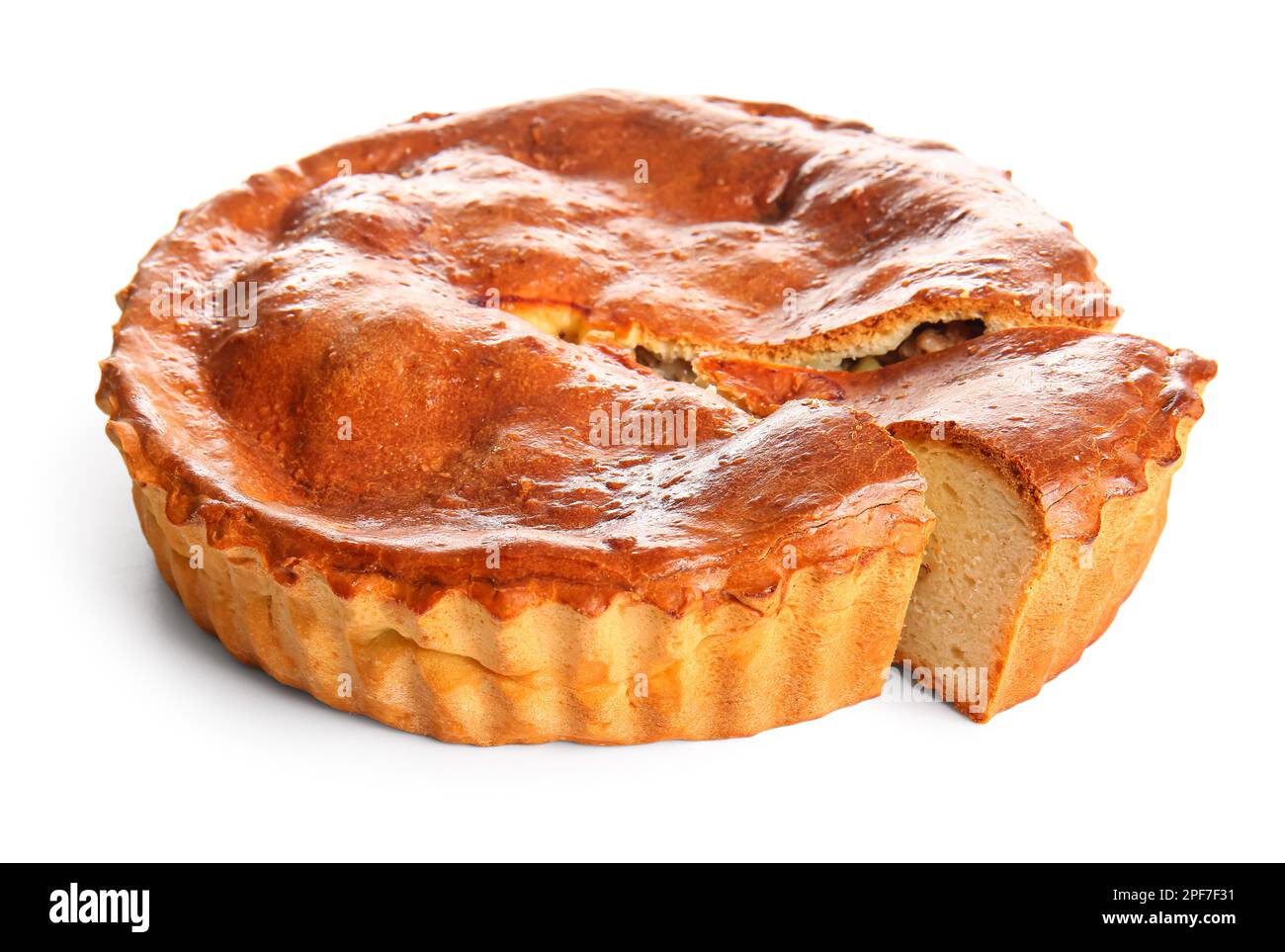Delicious meat pie isolated on white background Stock Photo - Alamy
