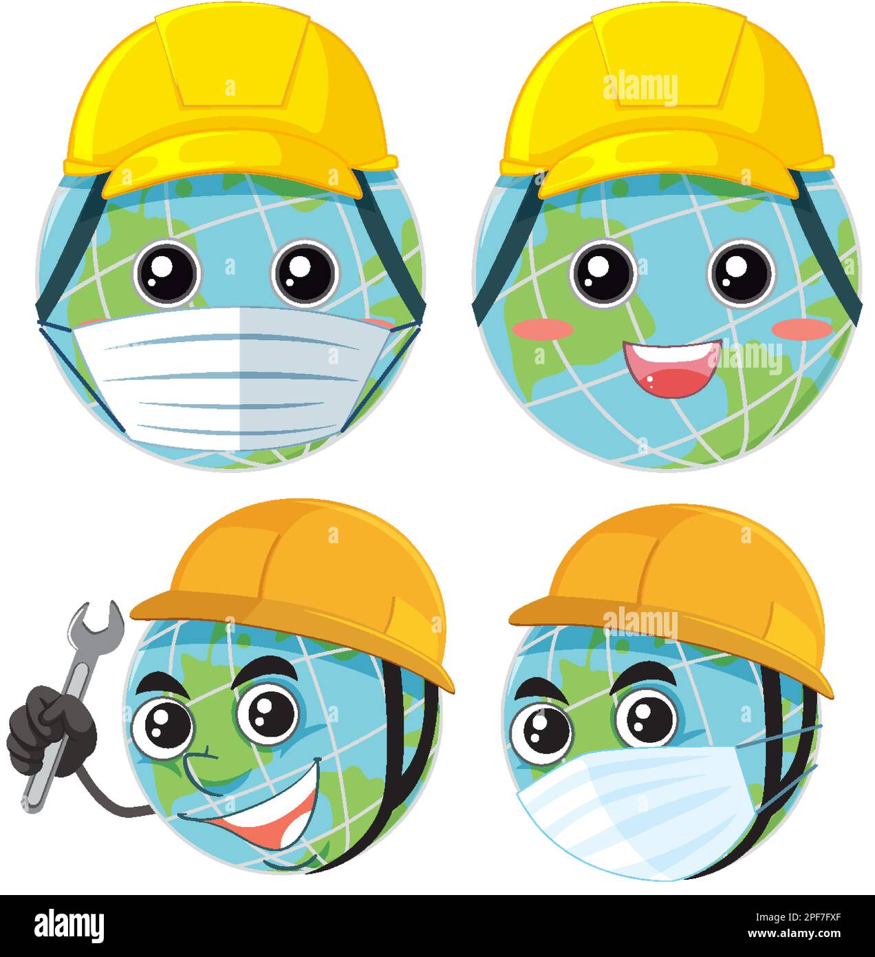 Earth planets with facial expression illustration Stock Vector Image ...