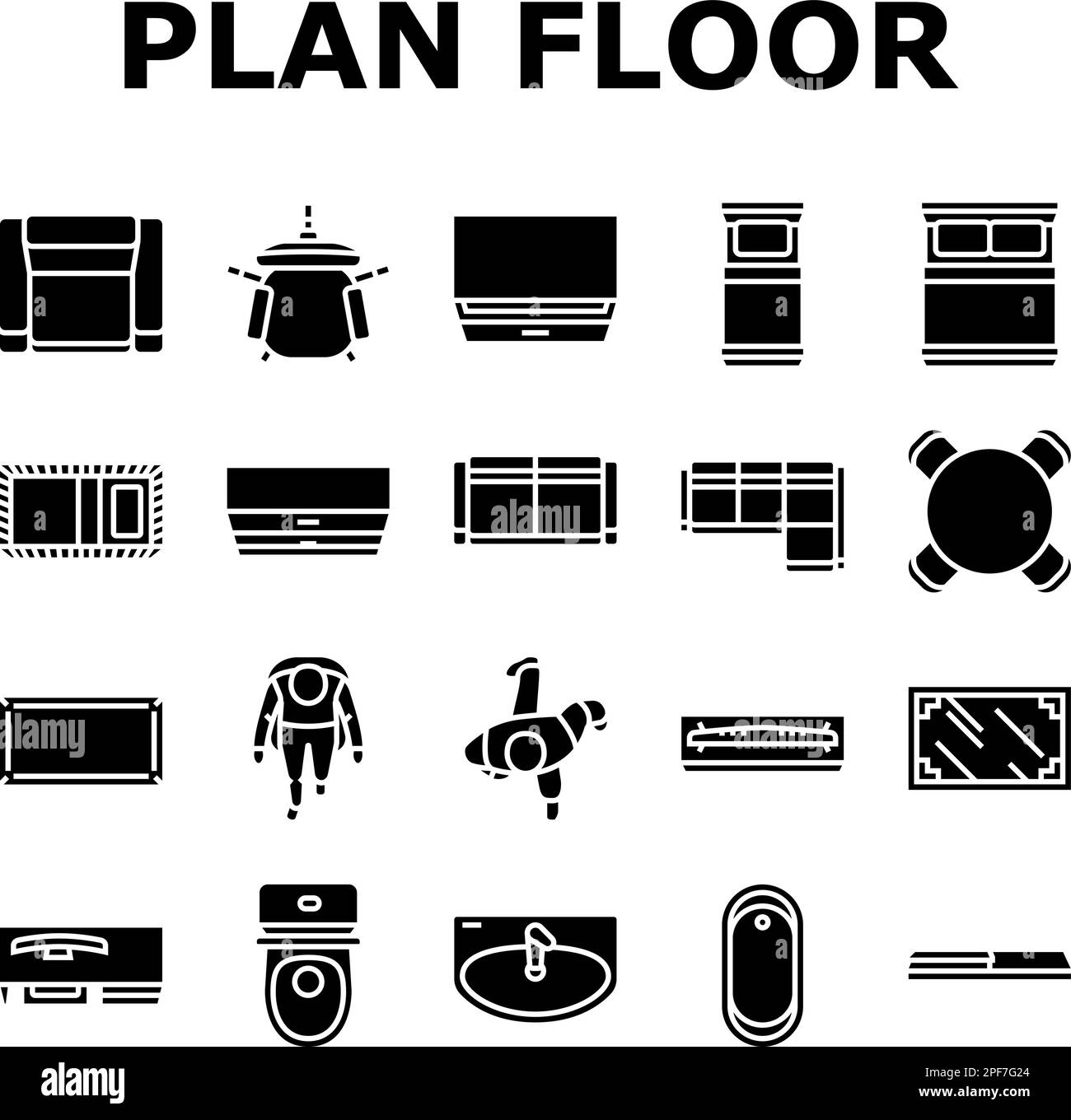 floor plan interior furniture icons set vector Stock Vector Image & Art ...