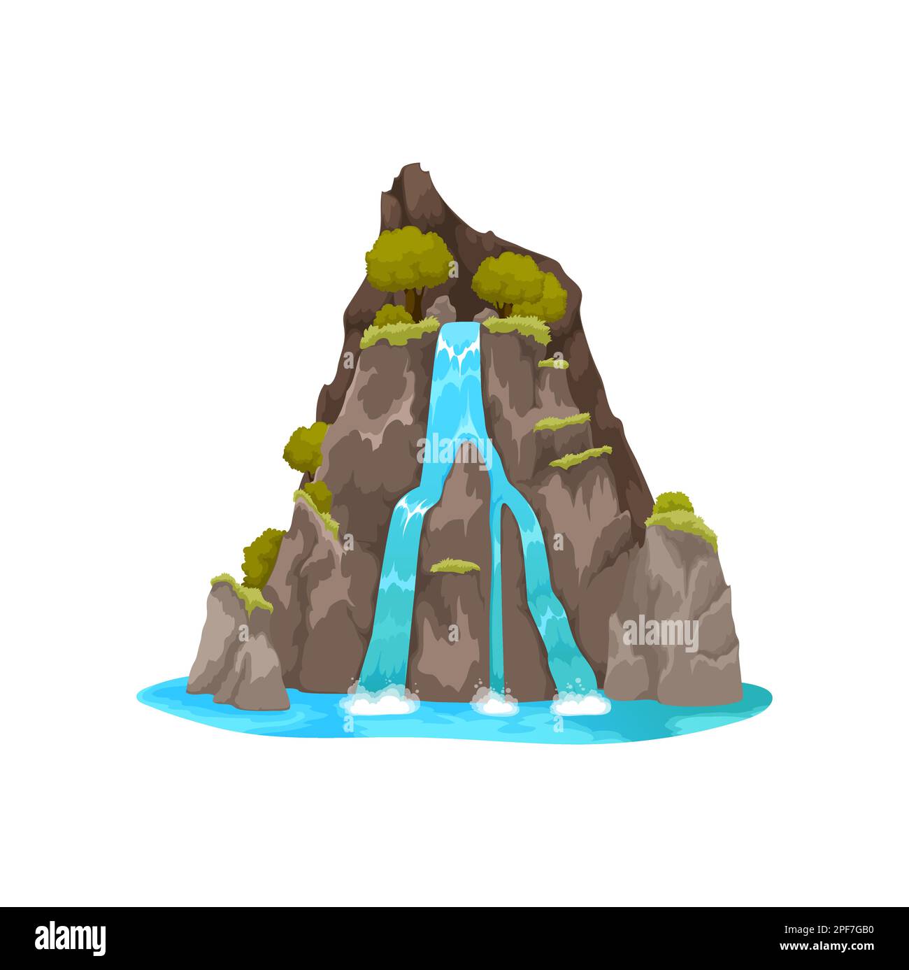 Cartoon waterfall and water cascade, nature landscape of falling water ...