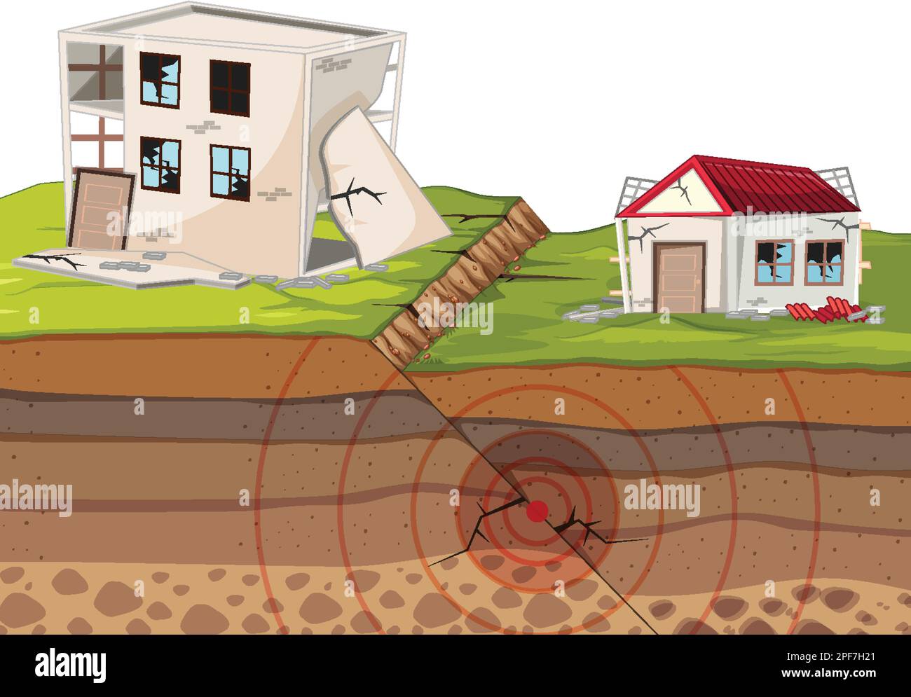 Concept of earthquake damage to house illustration Stock Vector Image ...
