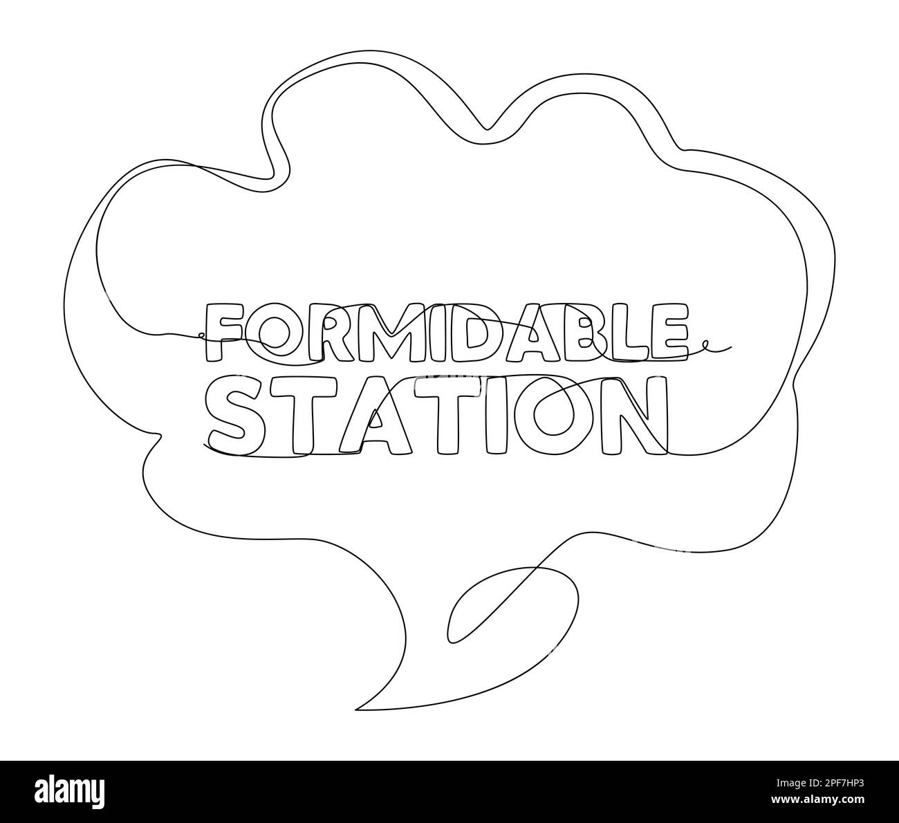 One Continuous Line Of Speech Bubble With Formidable Station Text Thin