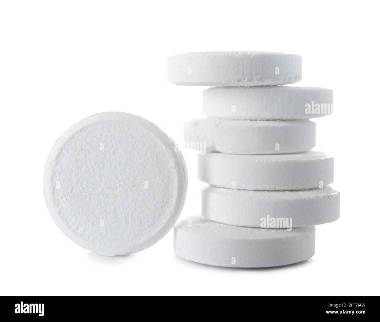 Stack of soluble tablets isolated on white background Stock Photo - Alamy