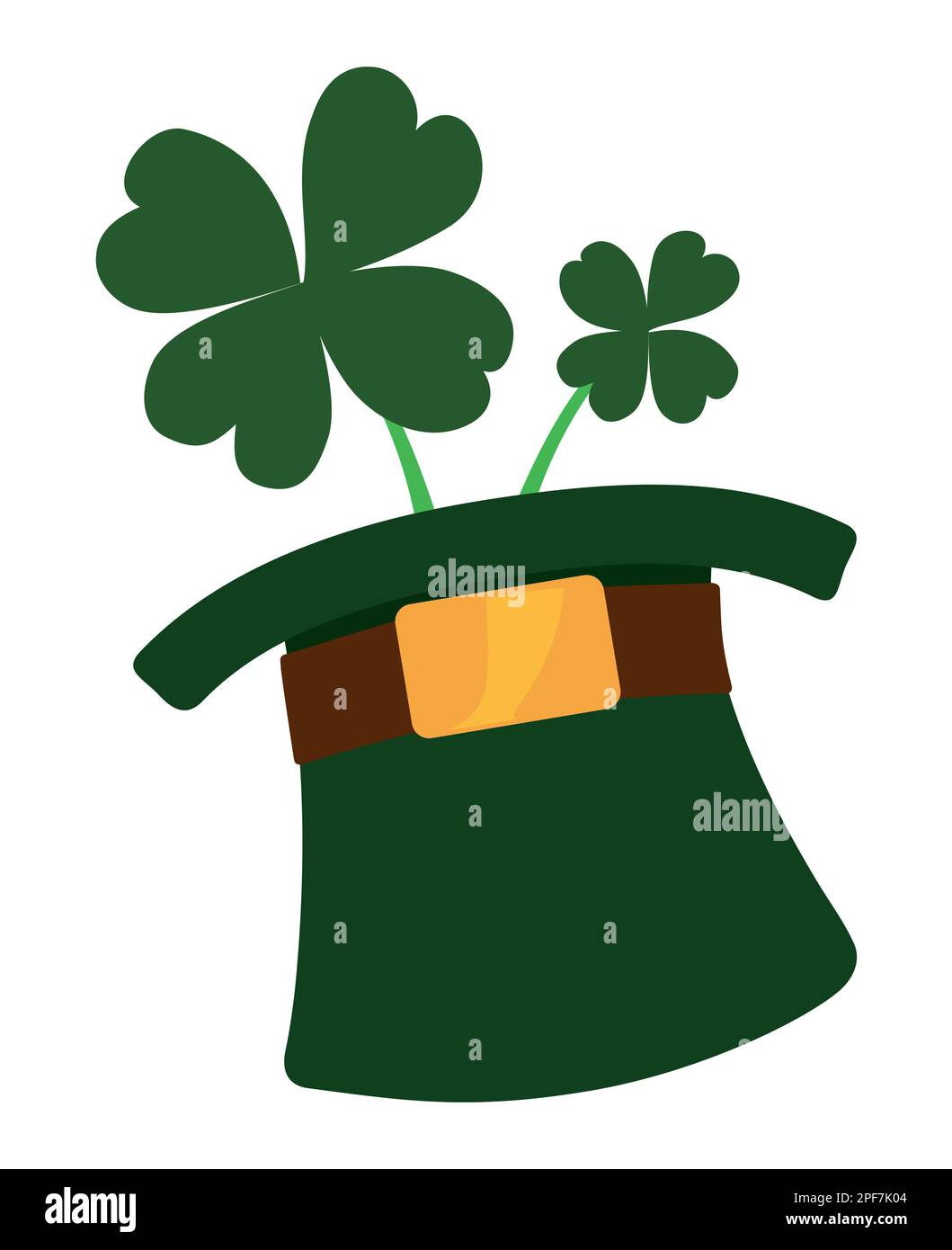 Inverted green top hat with belt and buckle like a flower pot with four ...