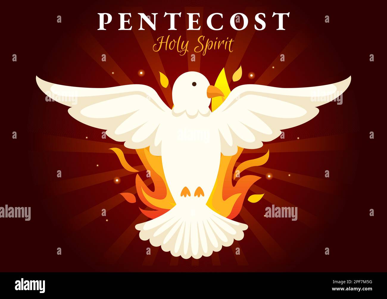 Pentecost Sunday Illustration with Flame and Holy Spirit Dove in ...
