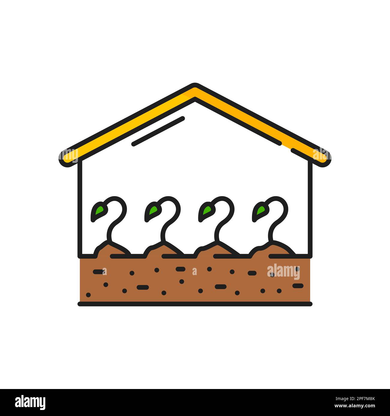 Plant growth in greenhouse, agriculture and agronomy color line icon ...