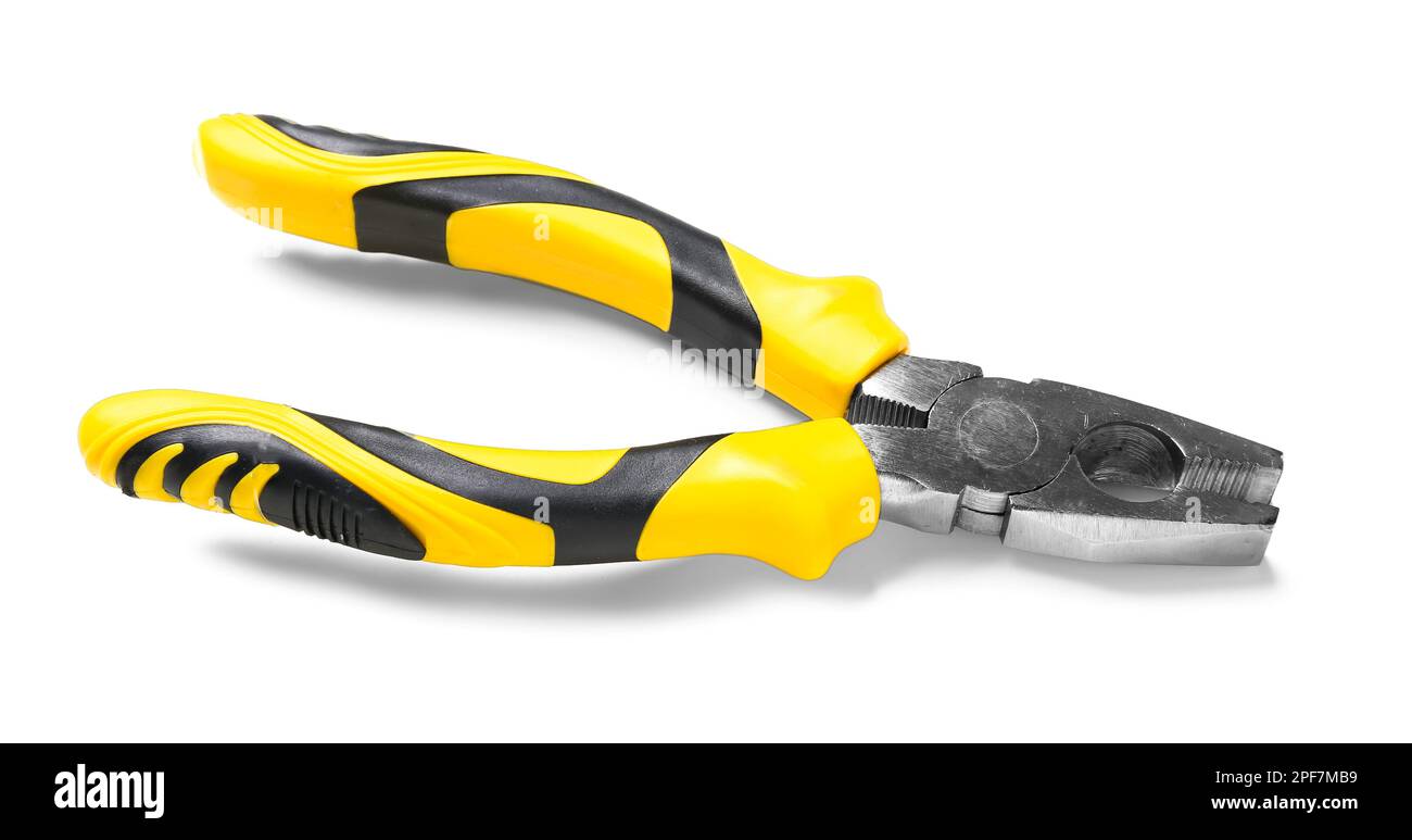 Yellow pliers isolated on white background Stock Photo - Alamy