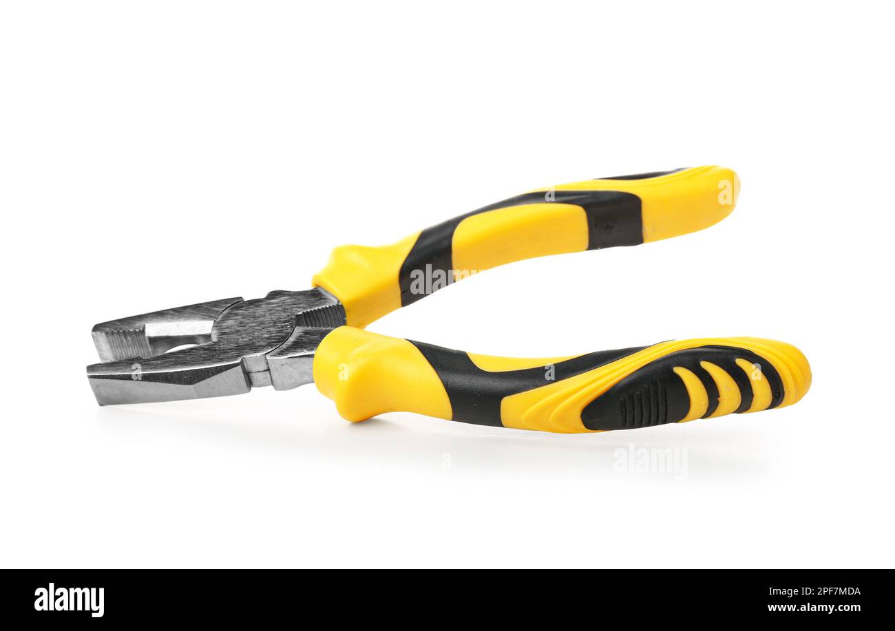 Yellow pliers isolated on white background Stock Photo - Alamy
