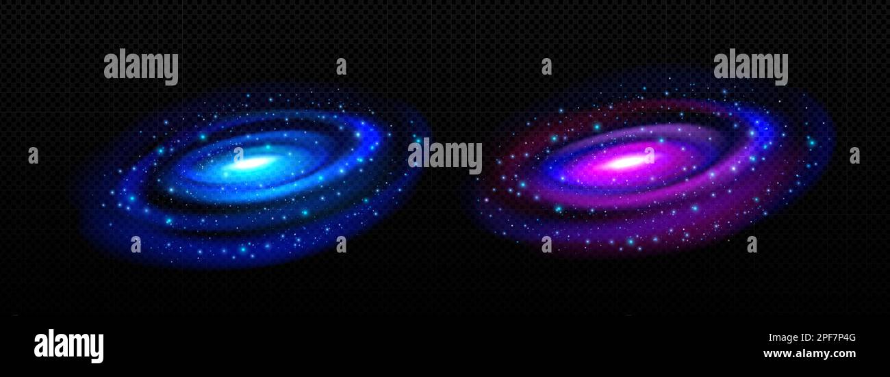 Realistic neon blue circular motion in outer space isolated on ...