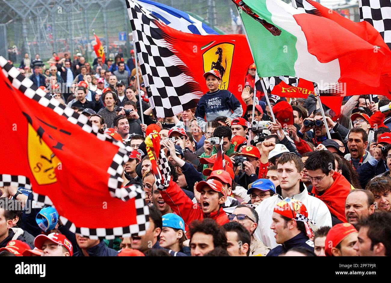 Ferrari fans celebrate Michael Schumacher victory after the F1 Grand ...
