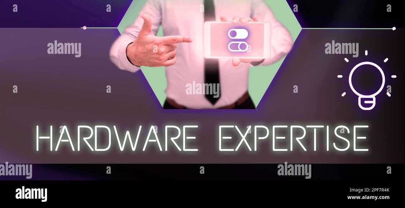 Text caption presenting Hardware Expertise. Business overview machines ...