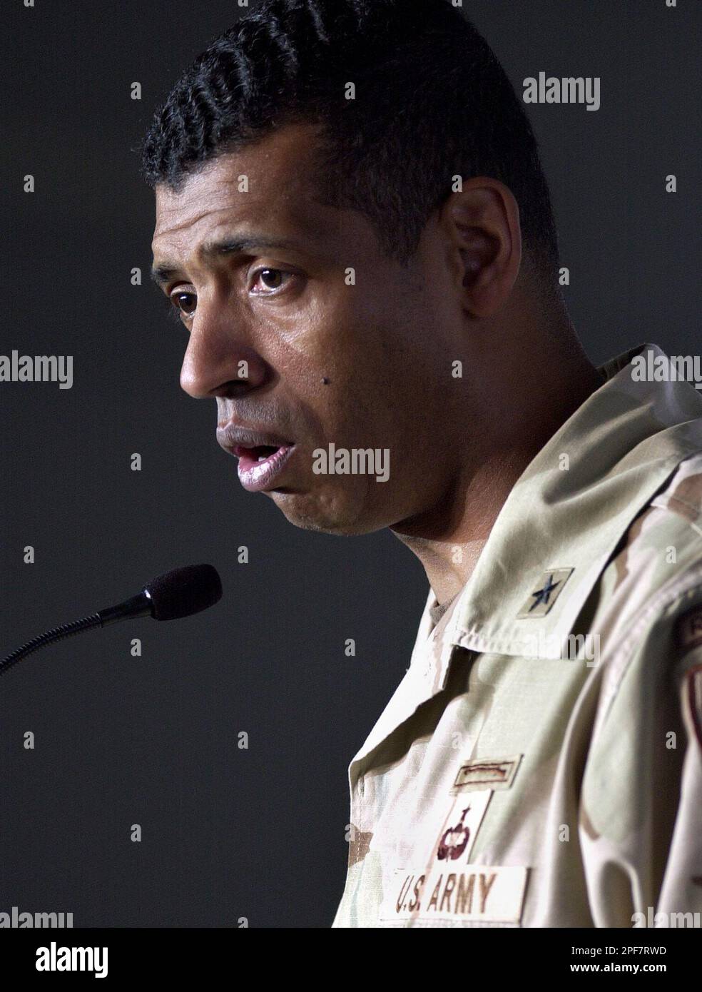 U.S. Army Brigadier General Vincent Brooks talks during a news ...
