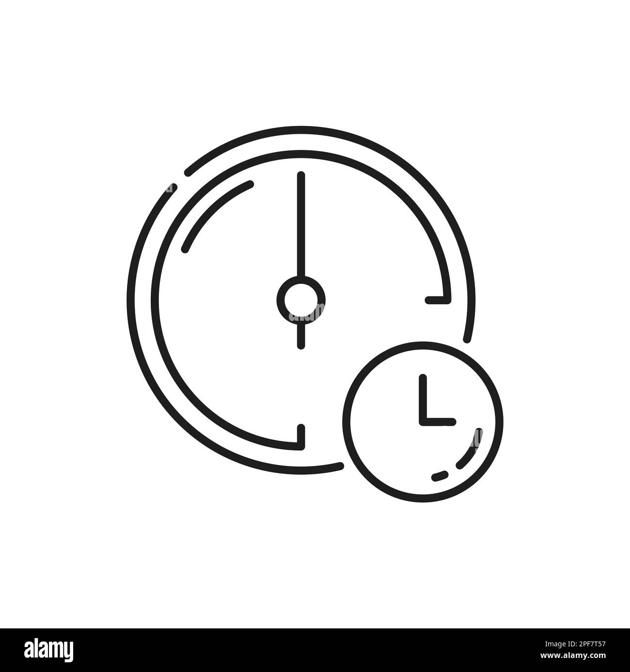 Clock timer outline icon, isolated antique wall watch, time sign. Vector alarm stopwatch, watch ...