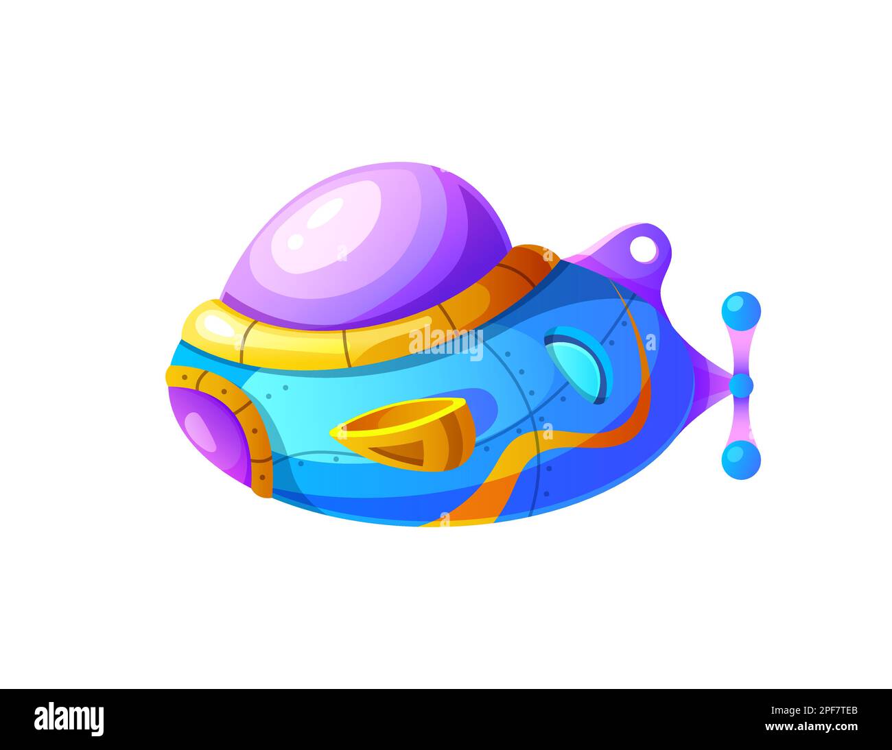 Cartoon submarine or bathyscaphe boat with periscope, vector underwater ...