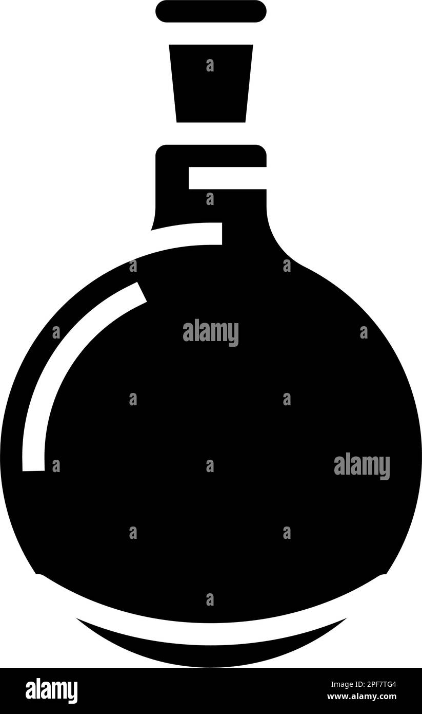 round bottomed flask chemical glassware lab glyph icon vector ...