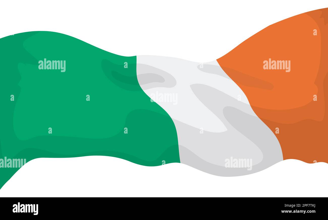 Isolated tricolour flag of Ireland fluttering in the wind . Design in ...