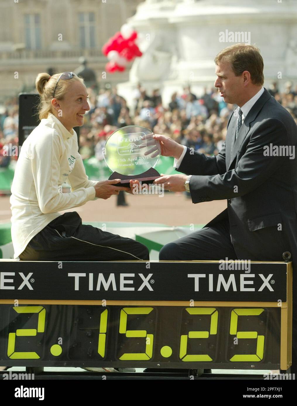 Britain's Paula Radcliffe winner of the women's London marathon with a ...