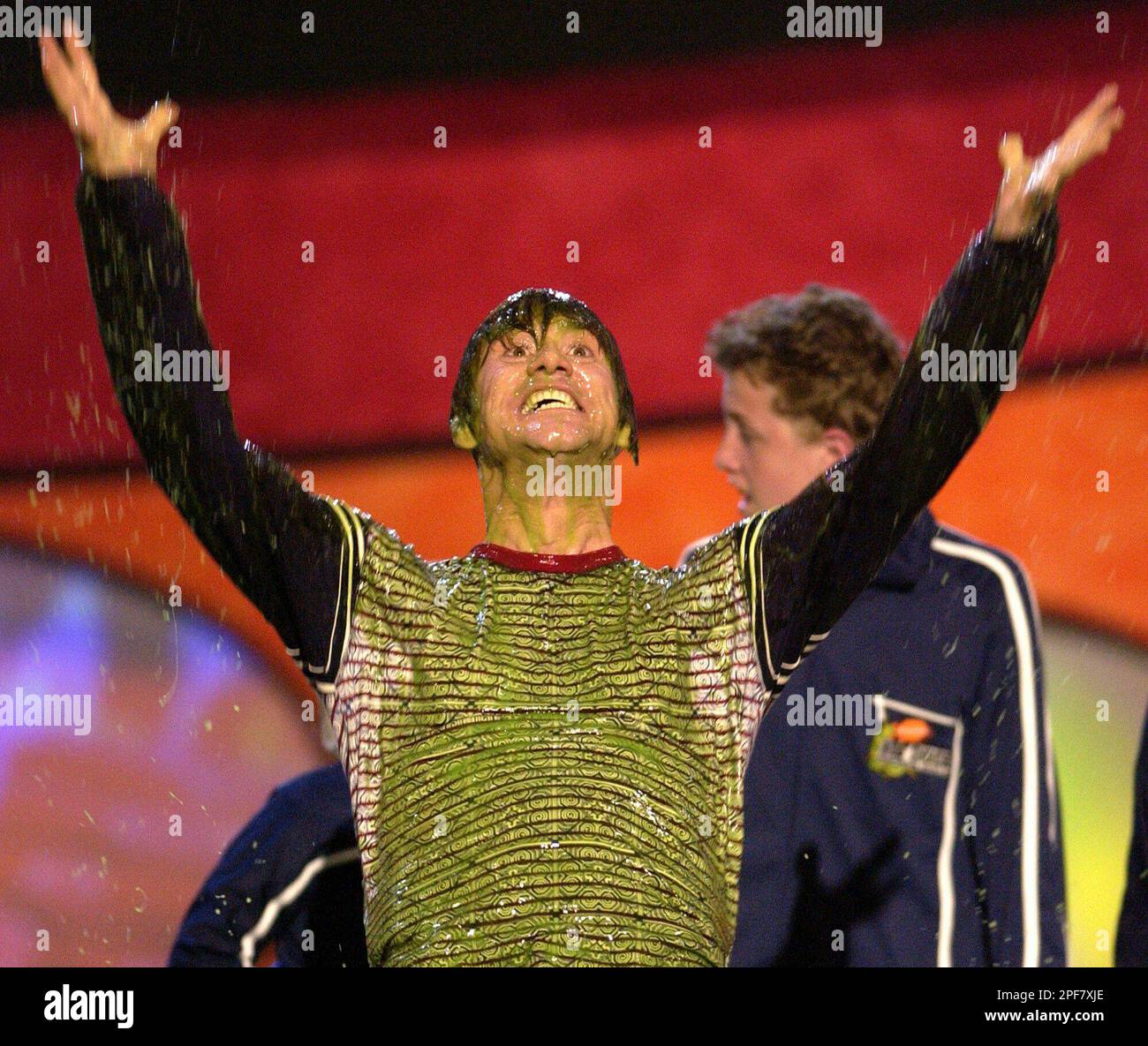 Actor Jim Carrey reacts after being "slimed" during the finale of ...
