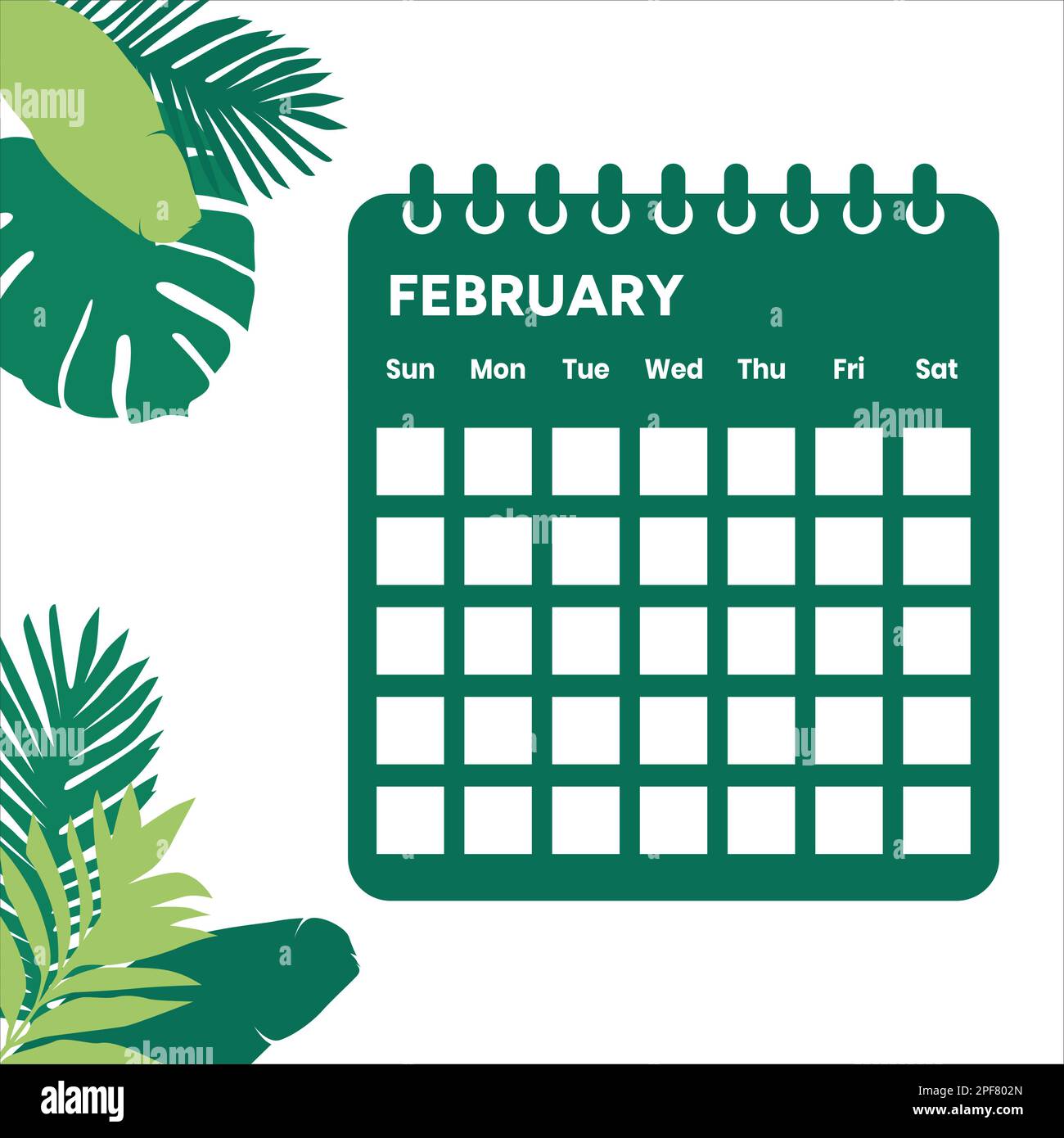 February month Calendar Stock Vector Image & Art - Alamy