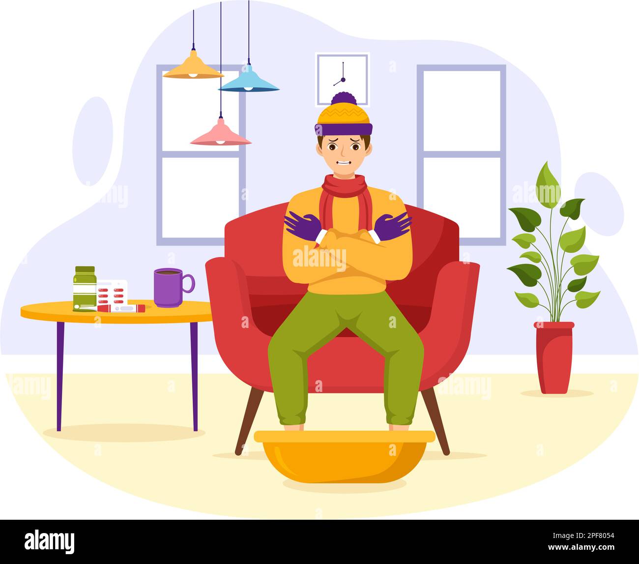 Sick Person Flu and Cold Sickness Illustration with People Wearing ...