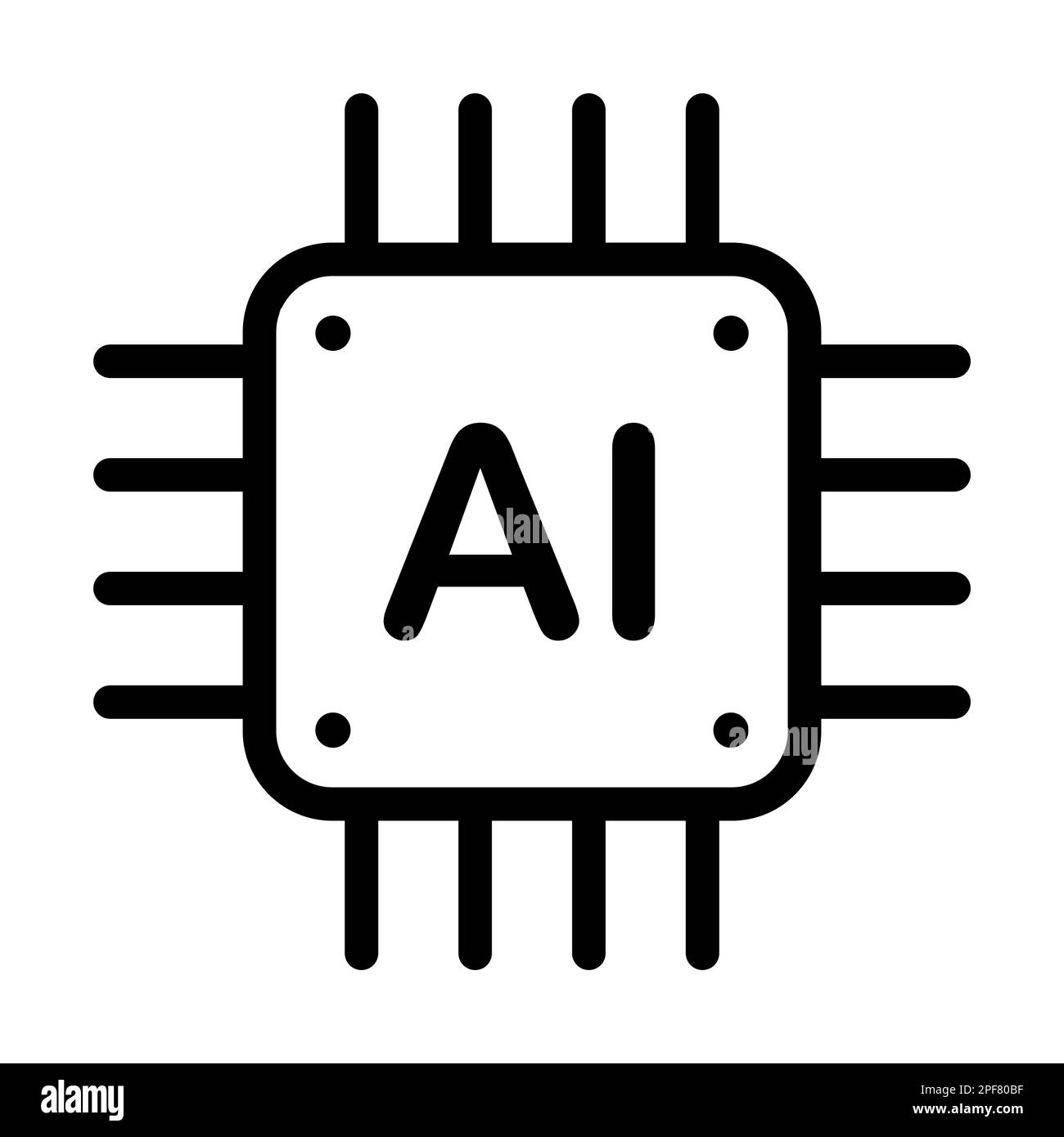 Artificial intelligence AI processor chip vector icon symbol for graphic design, logo, web site ...