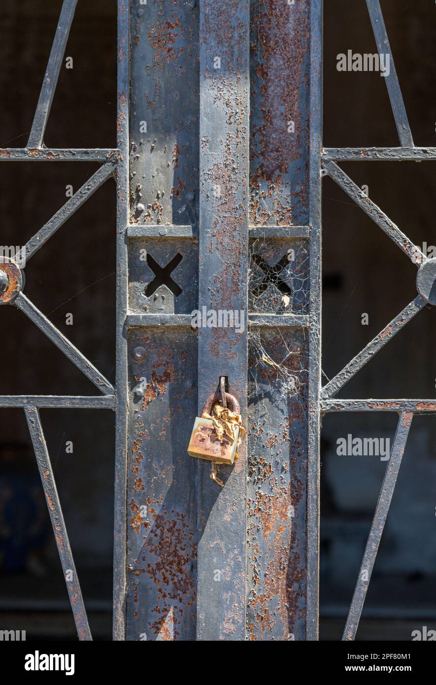 Detail of gate and lock on burial vaults and mausoleums in La Recoleta ...