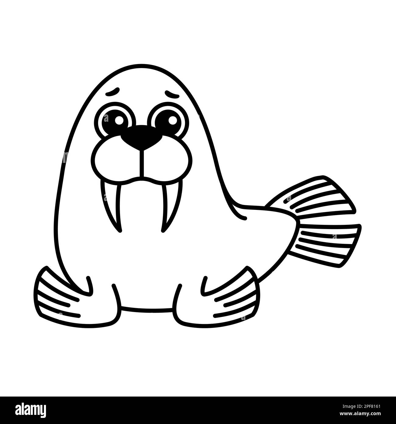 Children coloring book. Vector illustration of walrus in a cartoon ...
