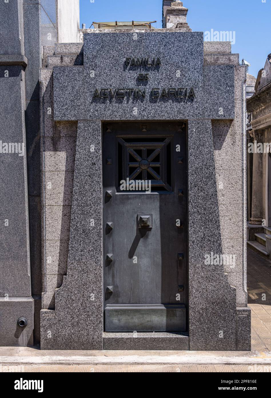 Buenos Aires, Argentina - 6 February 2023: Solid metal door into Burial ...