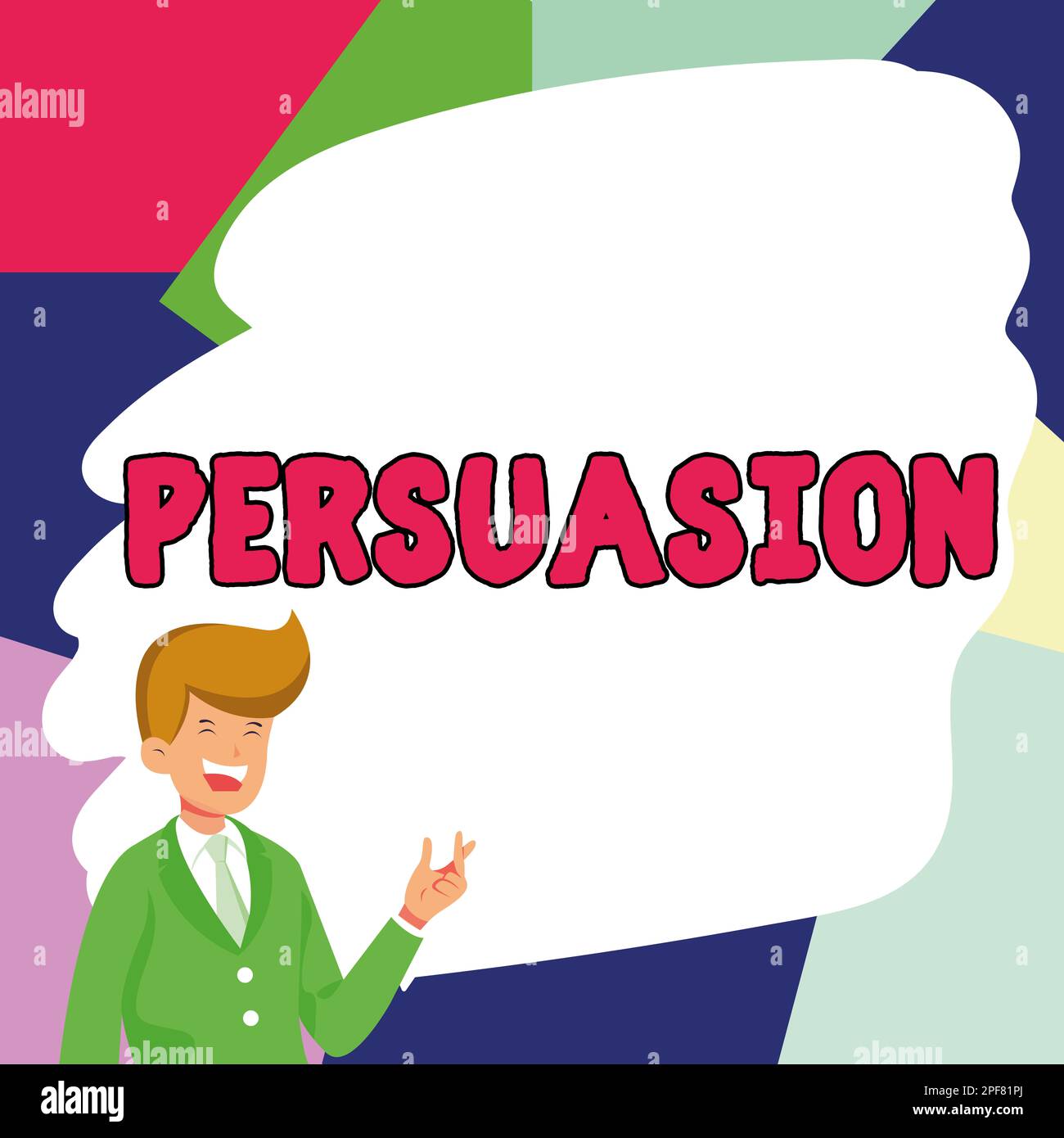 Conceptual caption Persuasion. Business showcase the action or fact of ...