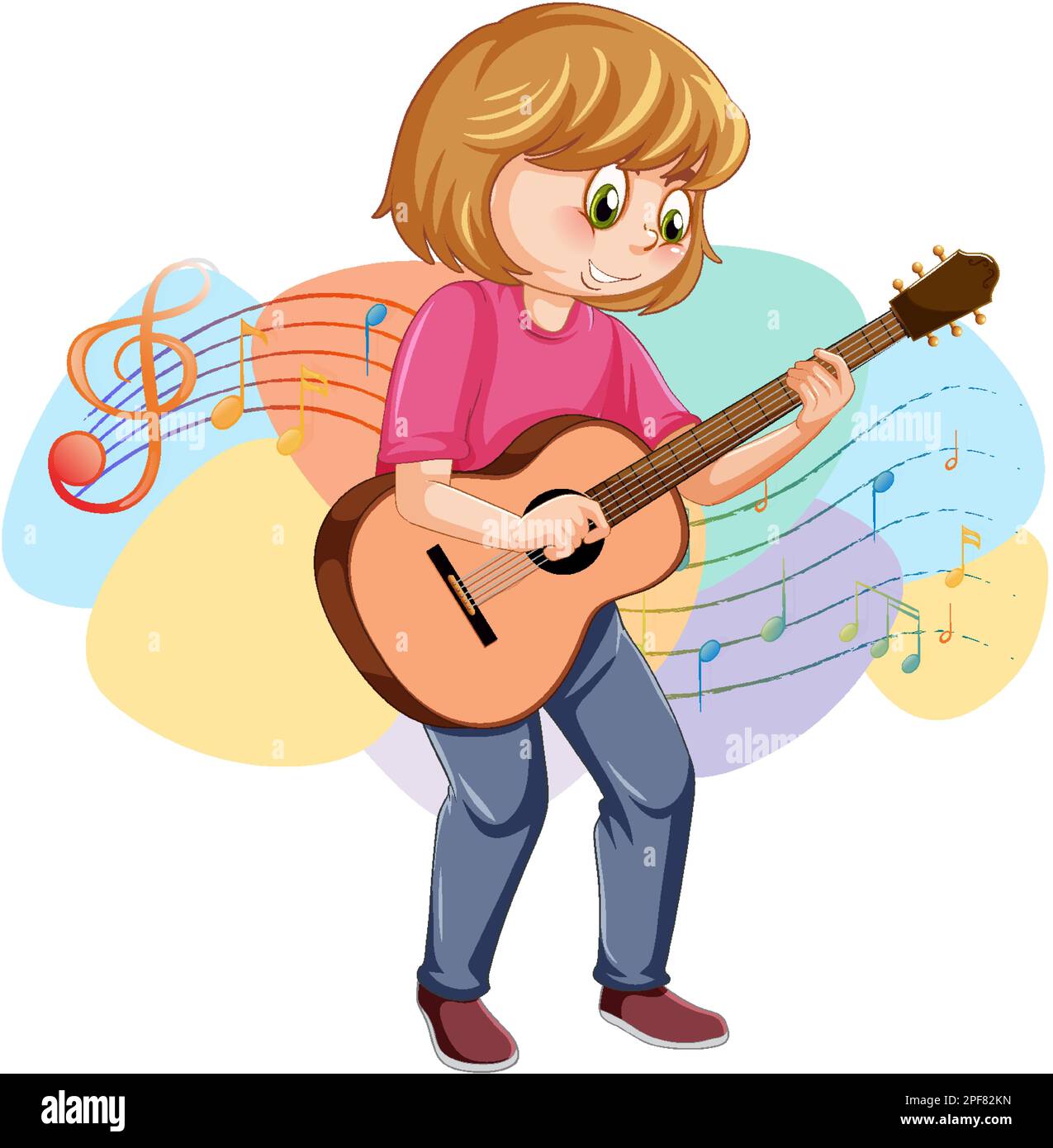 A girl playing guitar cartoon illustration Stock Vector Image & Art - Alamy