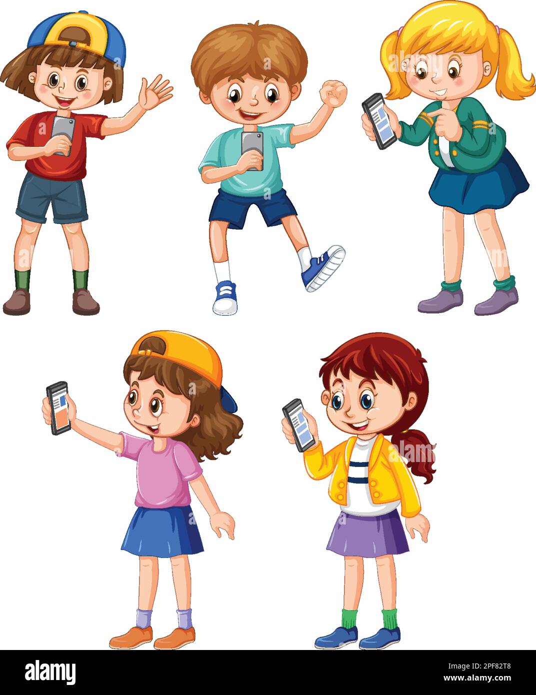 Collection of Children Using Smartphones illustration Stock Vector ...