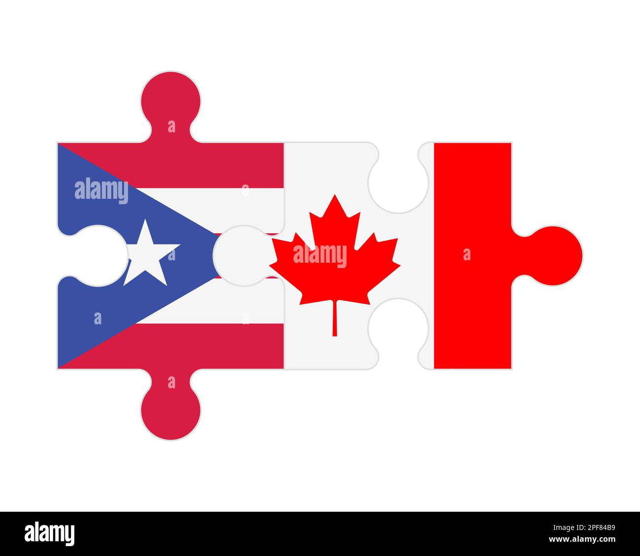 Connected puzzle of flags of Puerto Rico and Canada, vector Stock ...