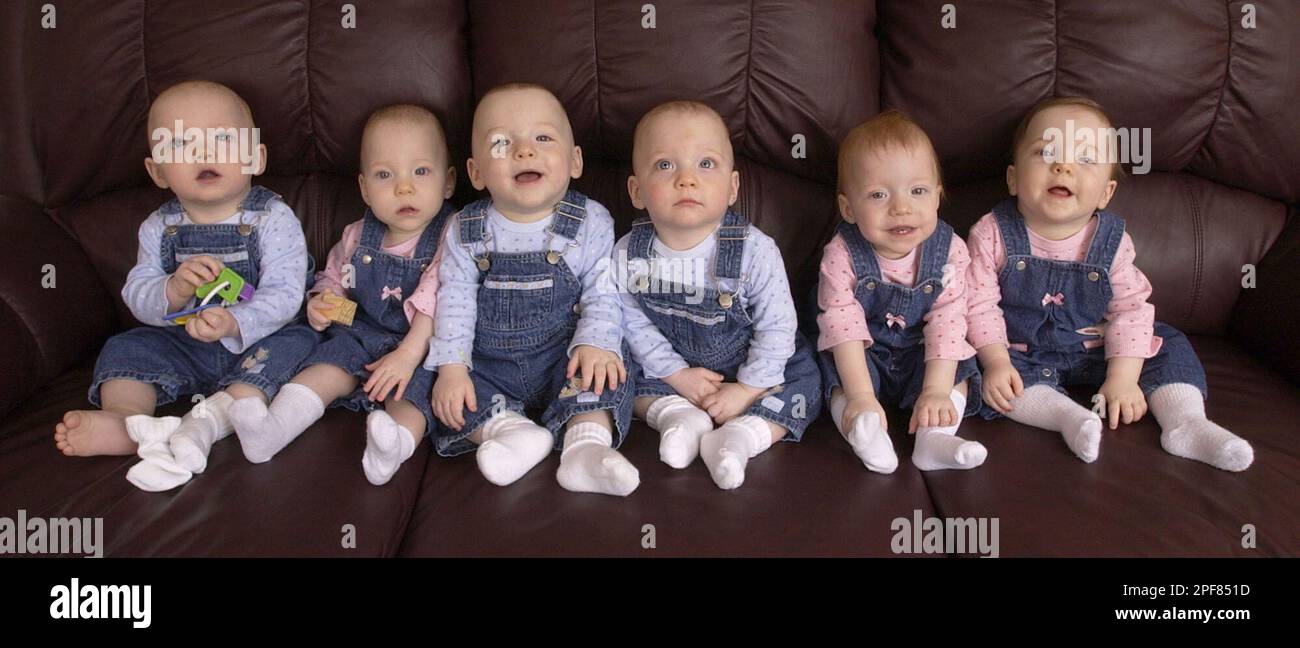 ** ADVANCE FOR APRIL 5-6 ** The Headrick sextuplets are seen in their ...