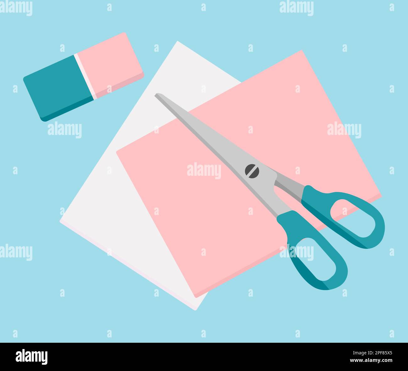 Vector illustration Stationery items for school. Goods for training ...