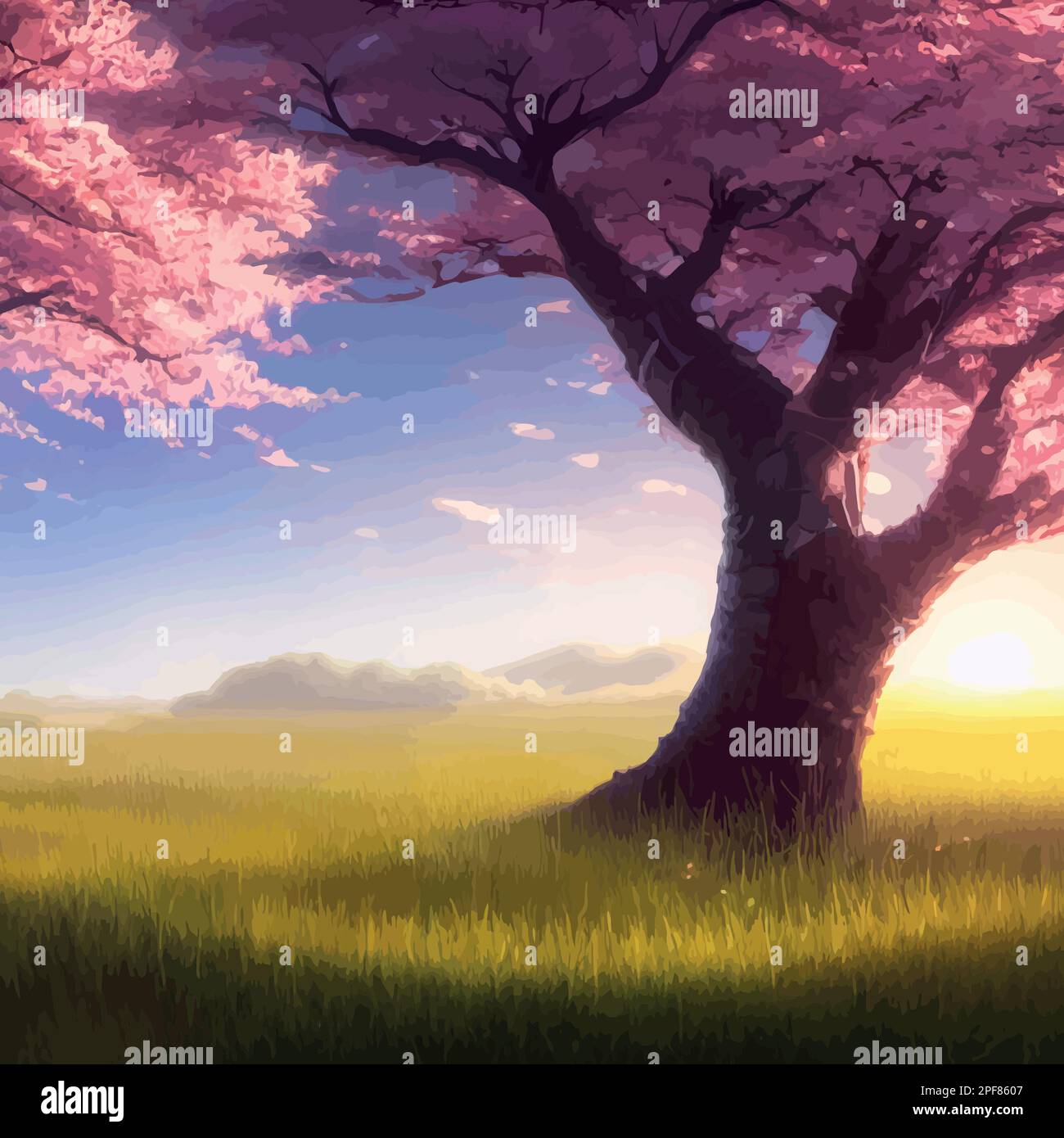 Tree in full sun Stock Vector Images - Alamy